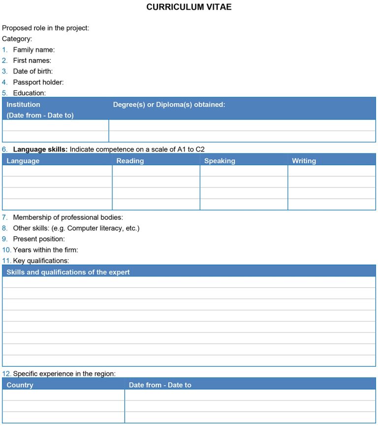 Your CV for donor-funded projects: EuropeAid format DevelopmentAid